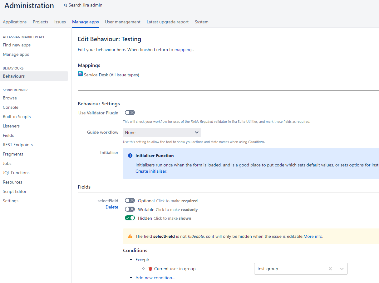 Can I use Scriptrunner to hide fields in a Request...