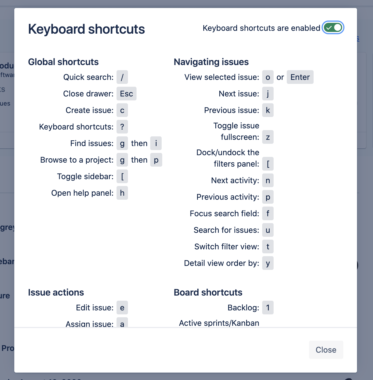 disable keyboard shortcut