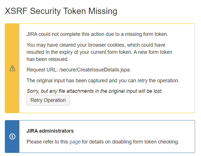 Solved: XSRF Security Token Missing Solved: XSRF Security Token Missing