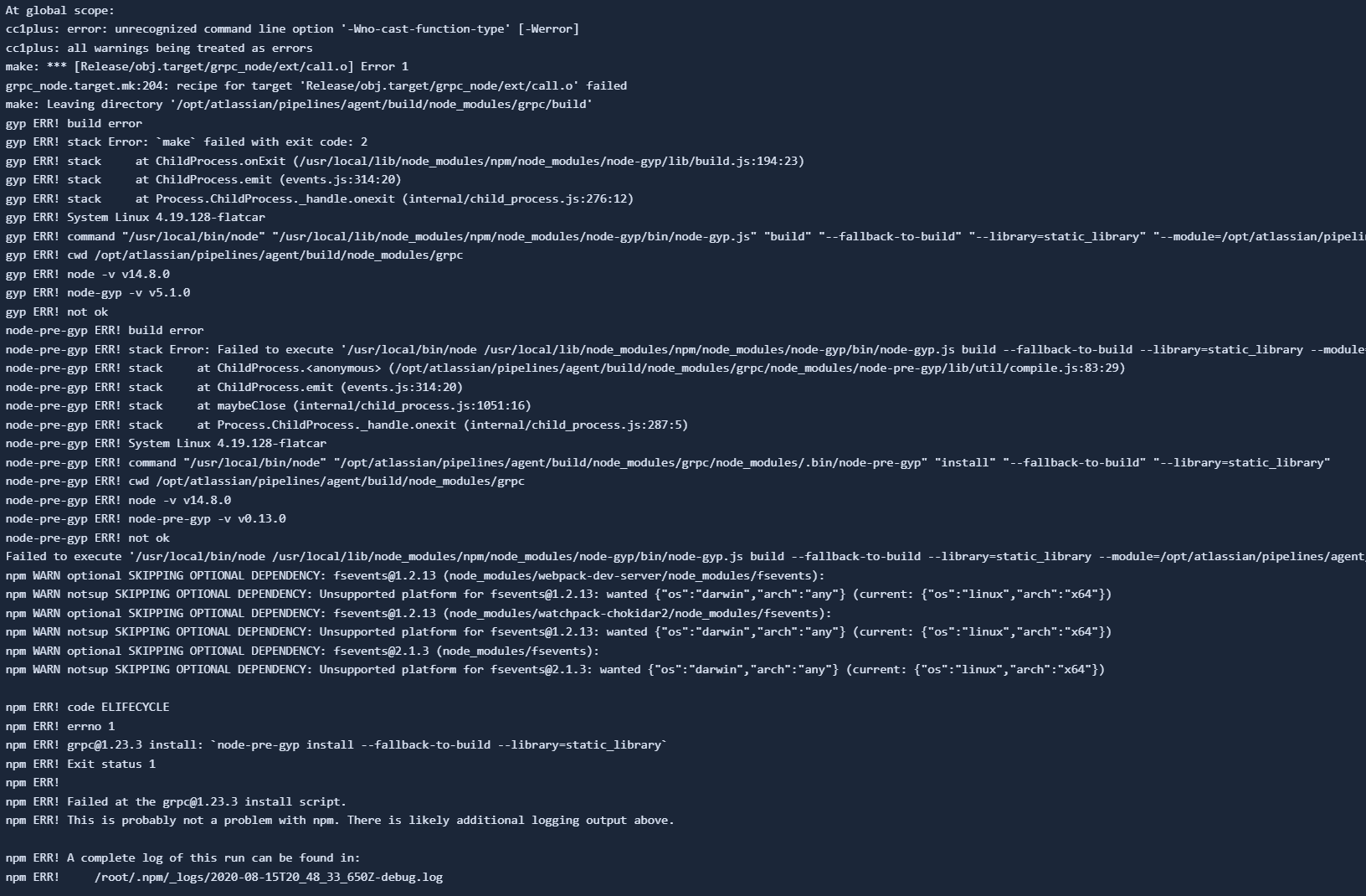 Problem building Vue.js app with Pipelines