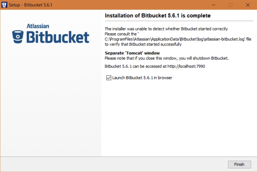 Bitbucket installation - setup wizard not starting