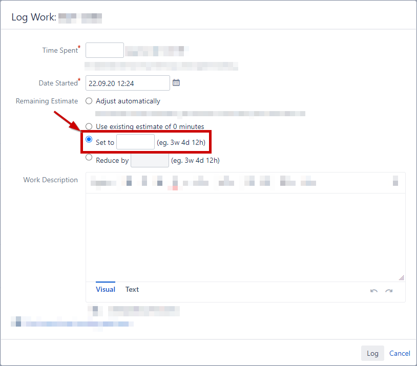 Enforce usage of "Set to" of "Remaining Estimate"