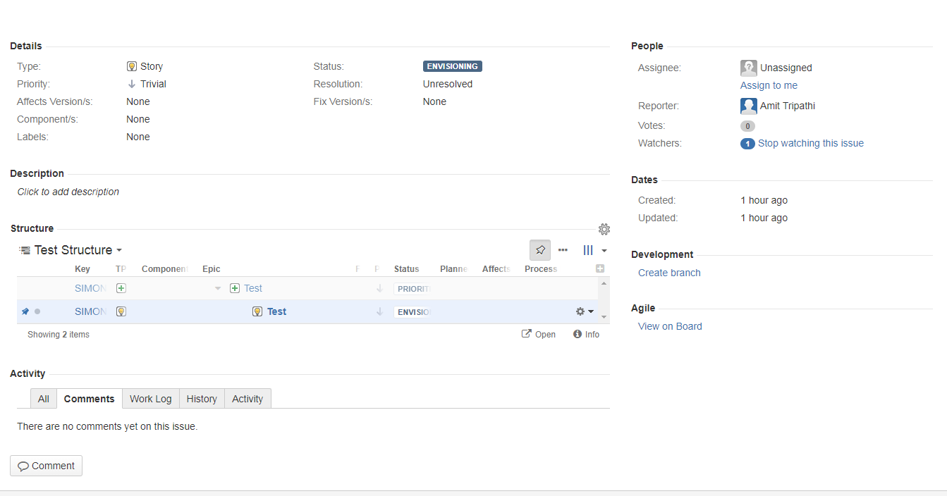 Link issues together based on structure hierarchy