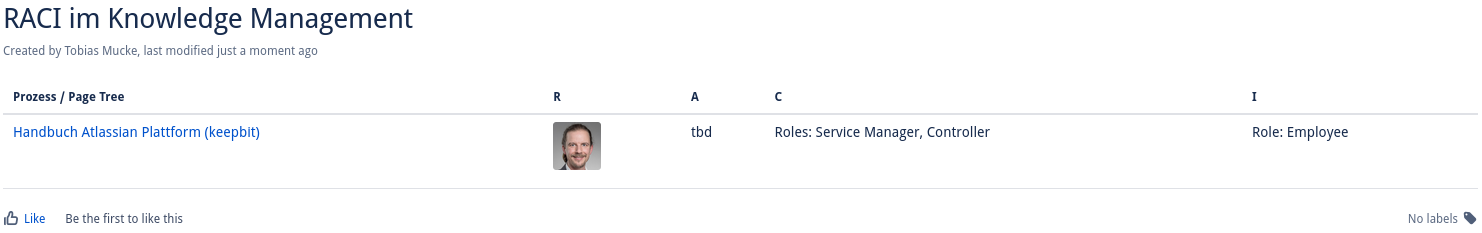 Solved: Interactive RACI Matrix for a Confluence Space?