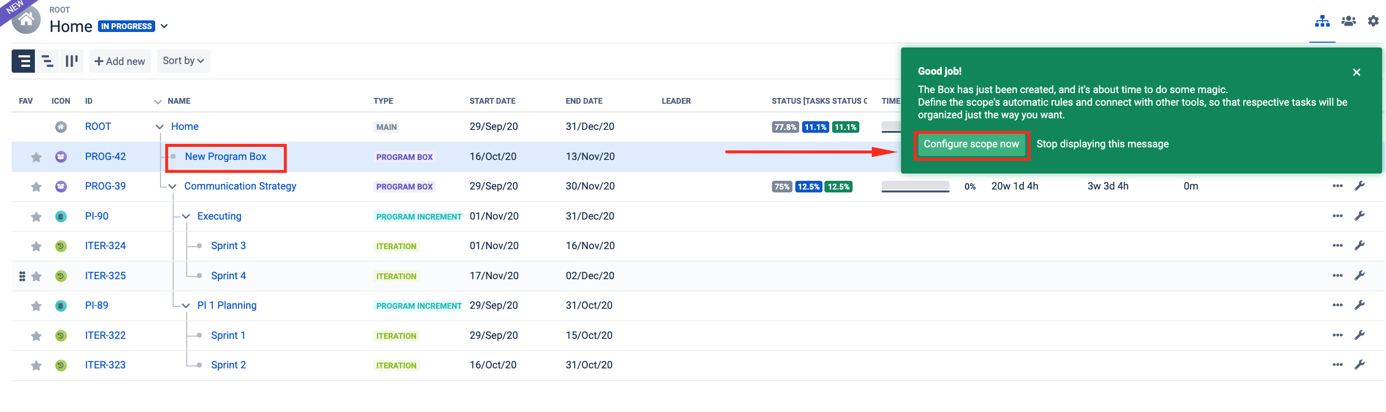 How do you add projects to big picture (program) b...