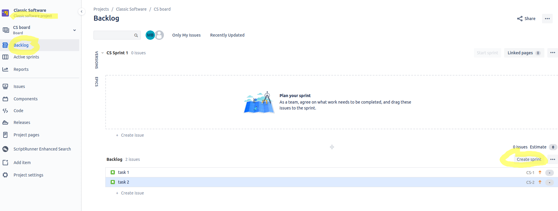 Solved: Cannot Create Sprint - Free Version
