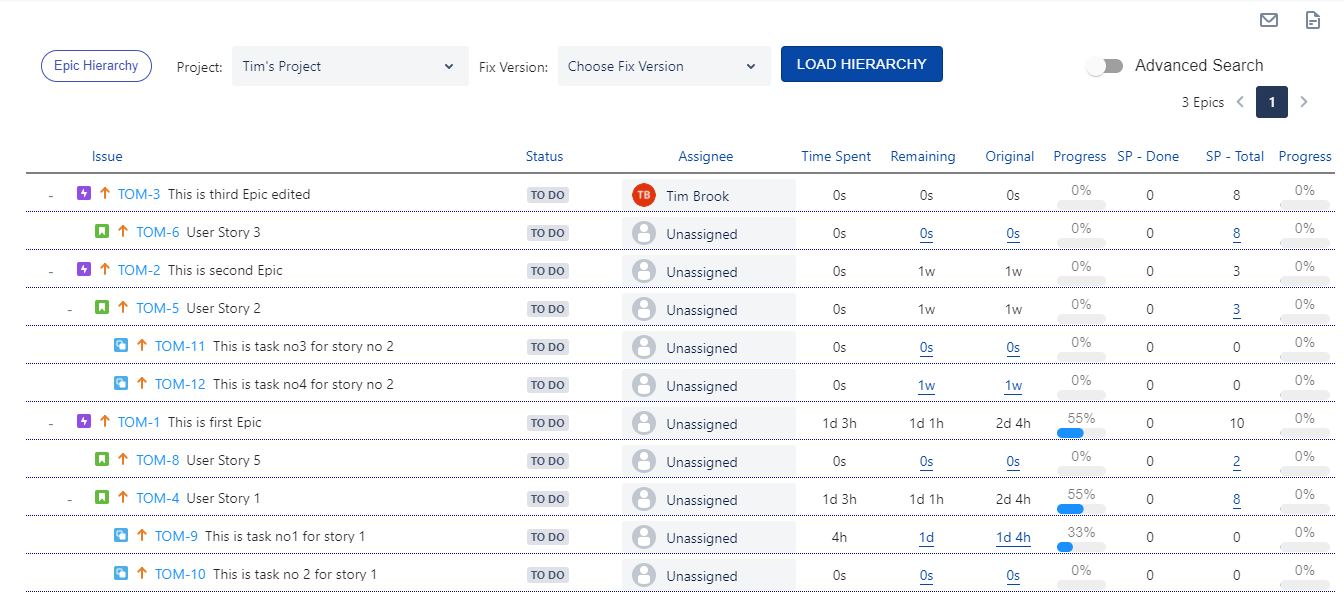 How can I get a percentage of complete on an Epic ...