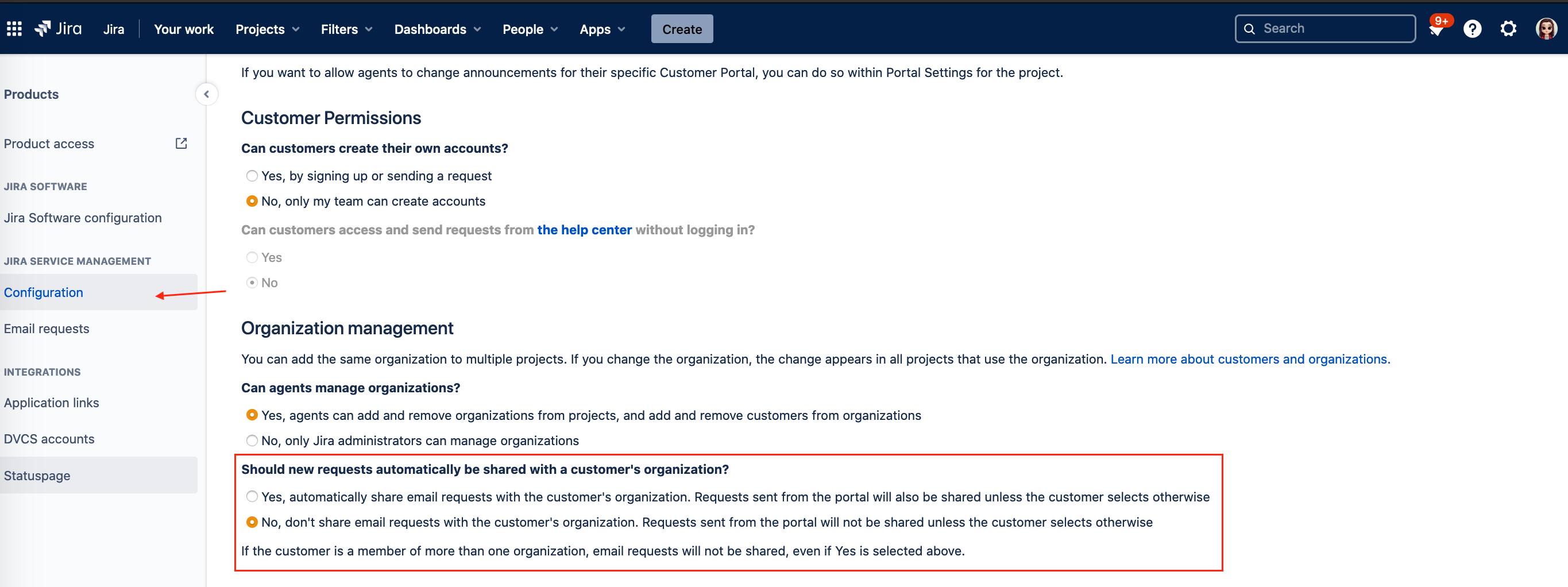 Delete field "share with" in request Form