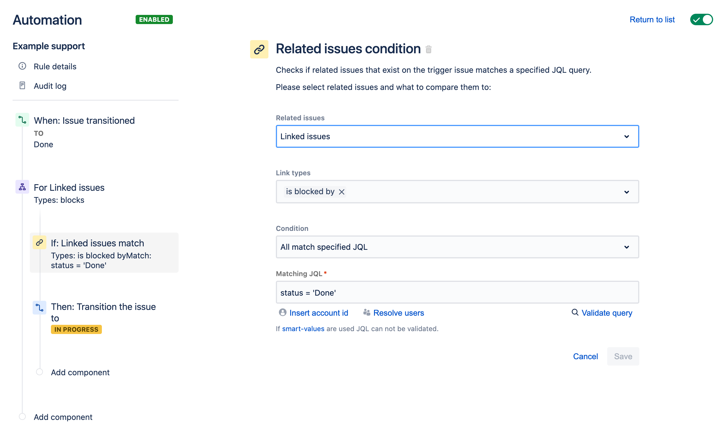 Solved: Change issue status when sub-tasks meet certain cr...