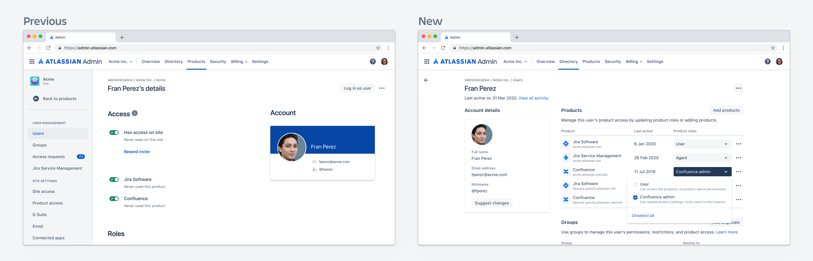 Centralized user management for Atlassian cloud products