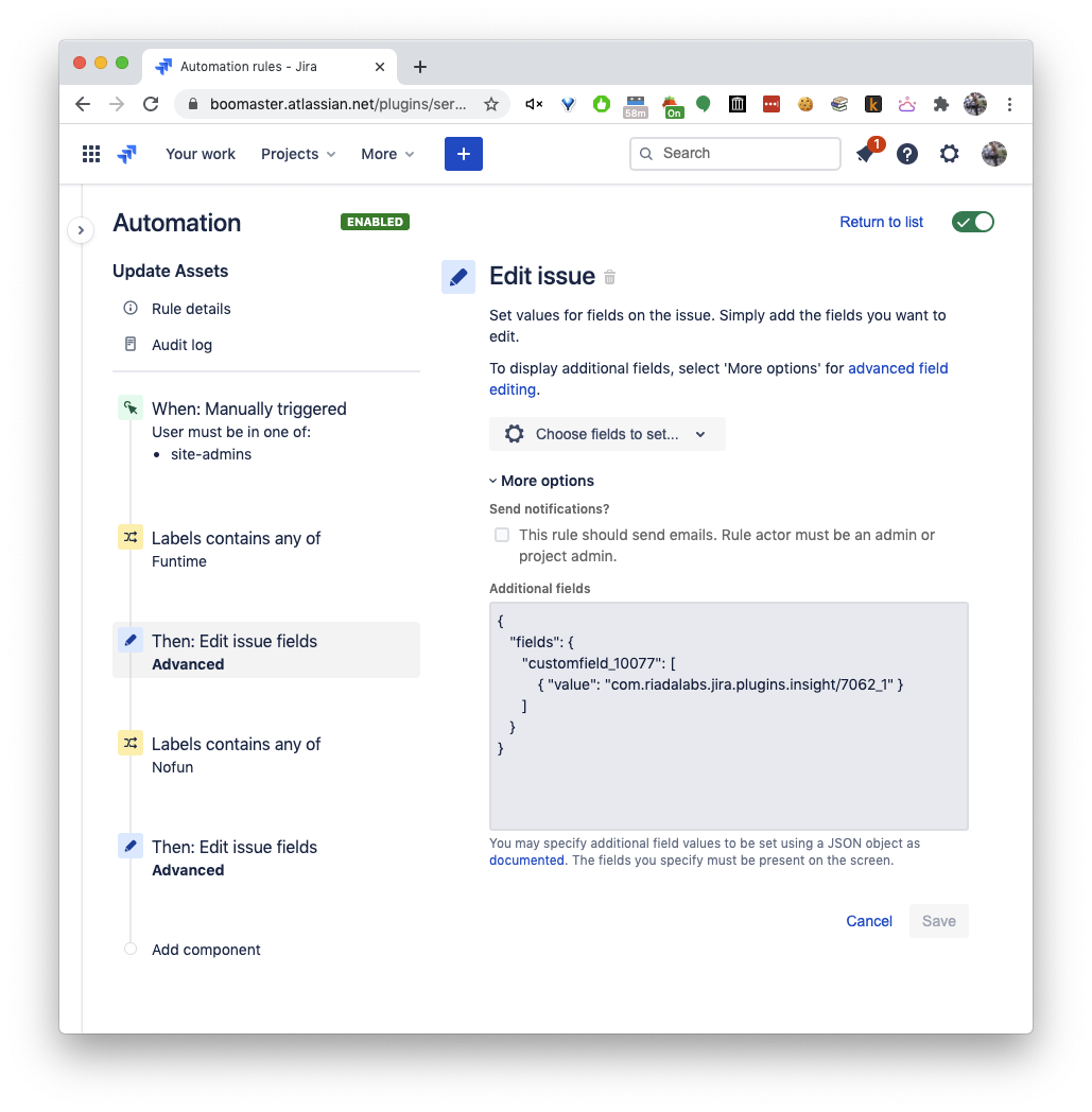 Using the automation for Jira add to bulk copy the...