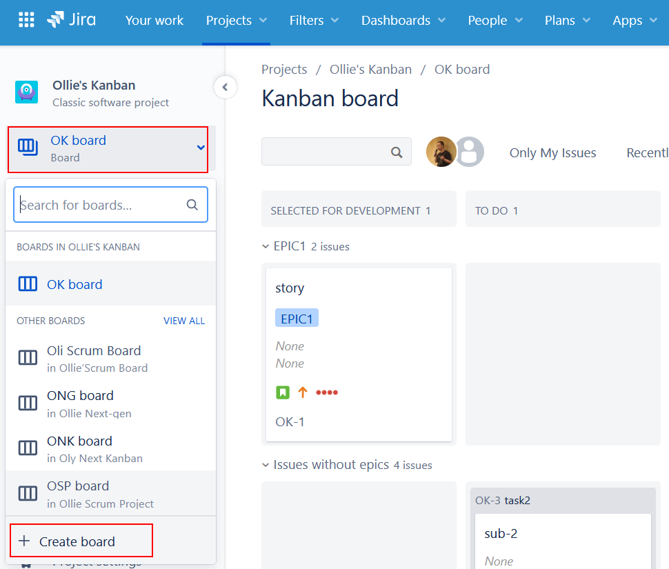 How to create multiple boards in 1 project?