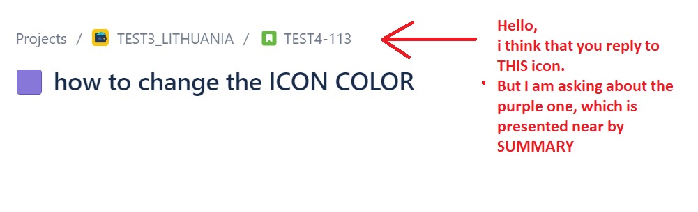 Solved: COLOR of Isue Type Icon