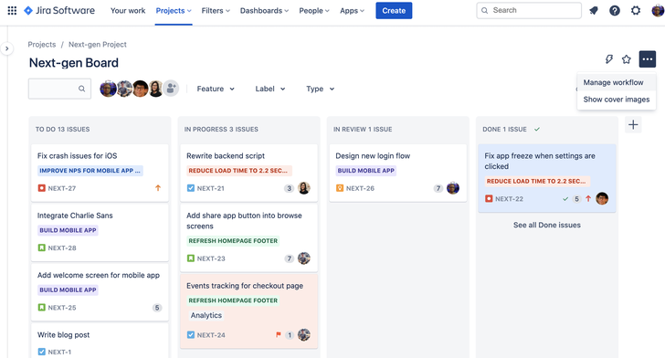Workflow transition rules in next-gen projects