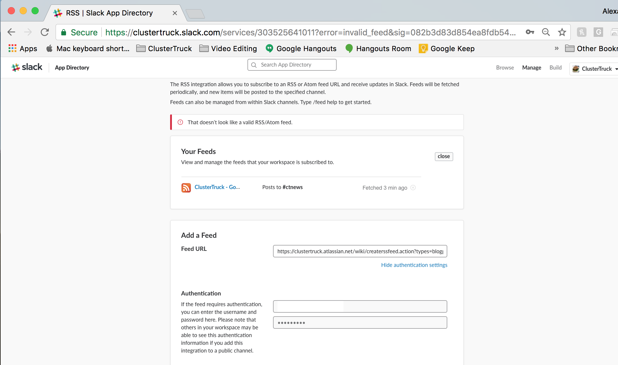 Solved: Having trouble getting RSS Feed to work