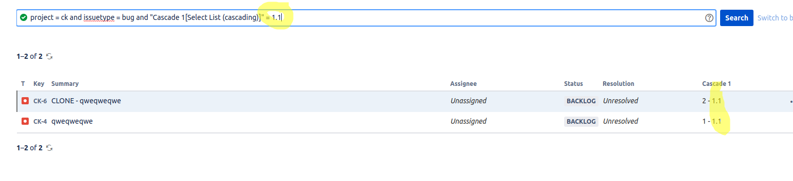 Solved: JQL to find specific cascading list child value