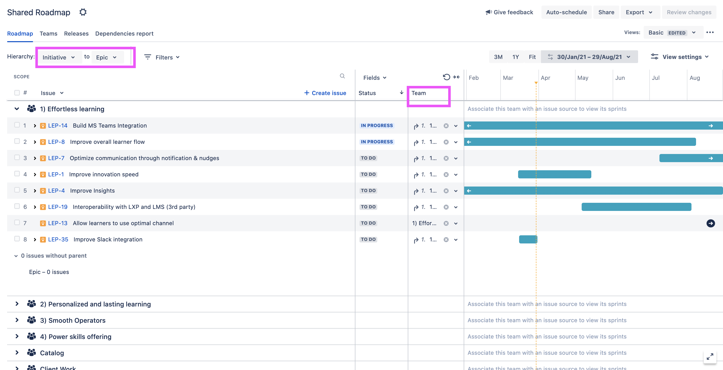 Assign story/subtasks automatically to a team