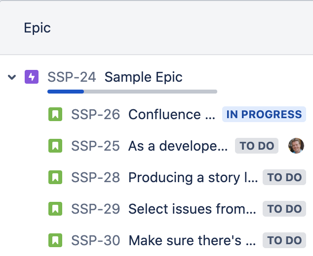 Epic % complete - need to show EPIC PROGRESS / EPI...