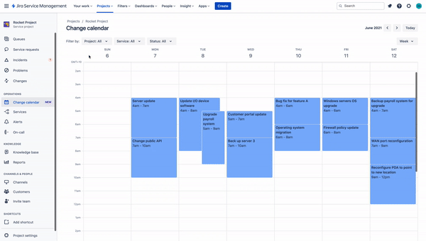 Introducing the native change calendar in Jira Service Management