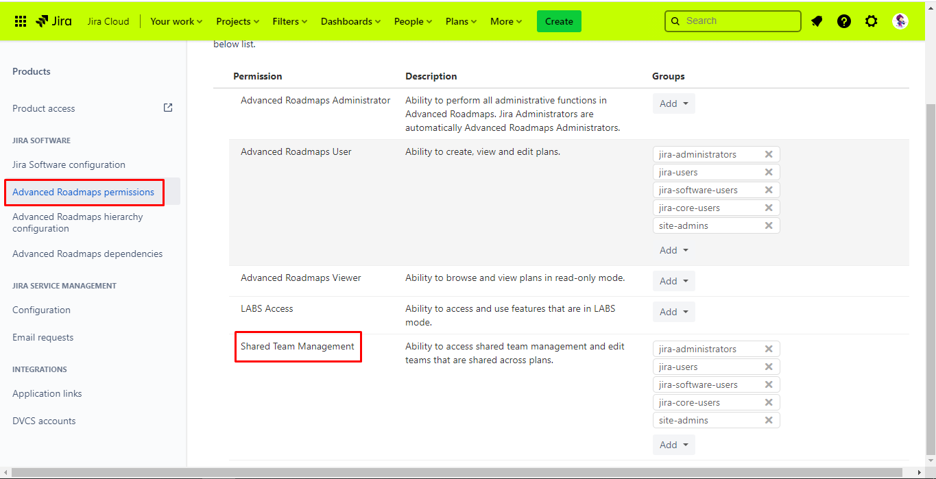 The shared team button is turned off in advanced R...