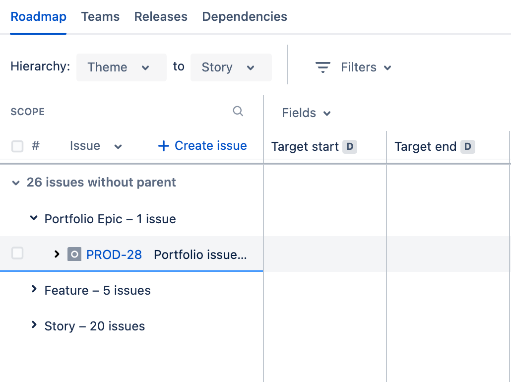 Feature issue type between Epic and Story