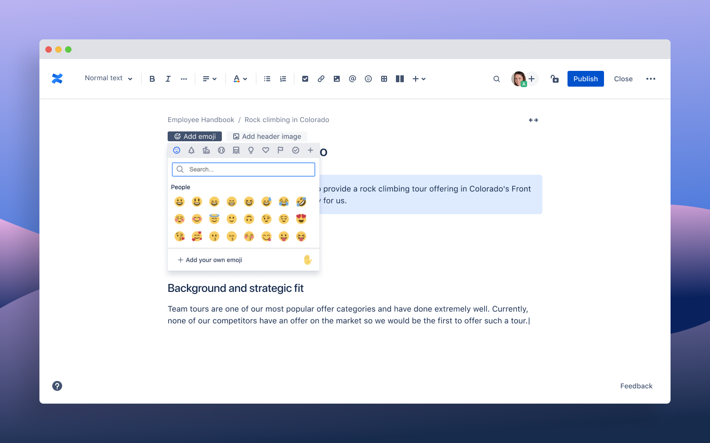 New! Emojis in page titles & page header images