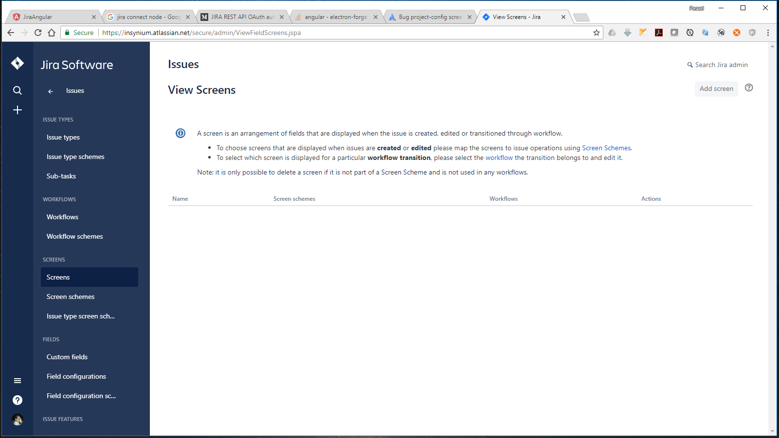 Solved: Bug project-config screens empty