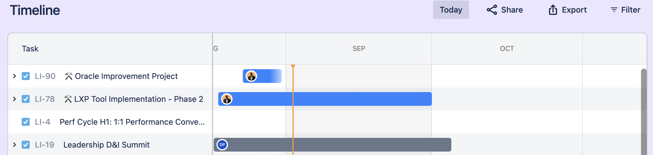 Show Project Timeline in Confluence