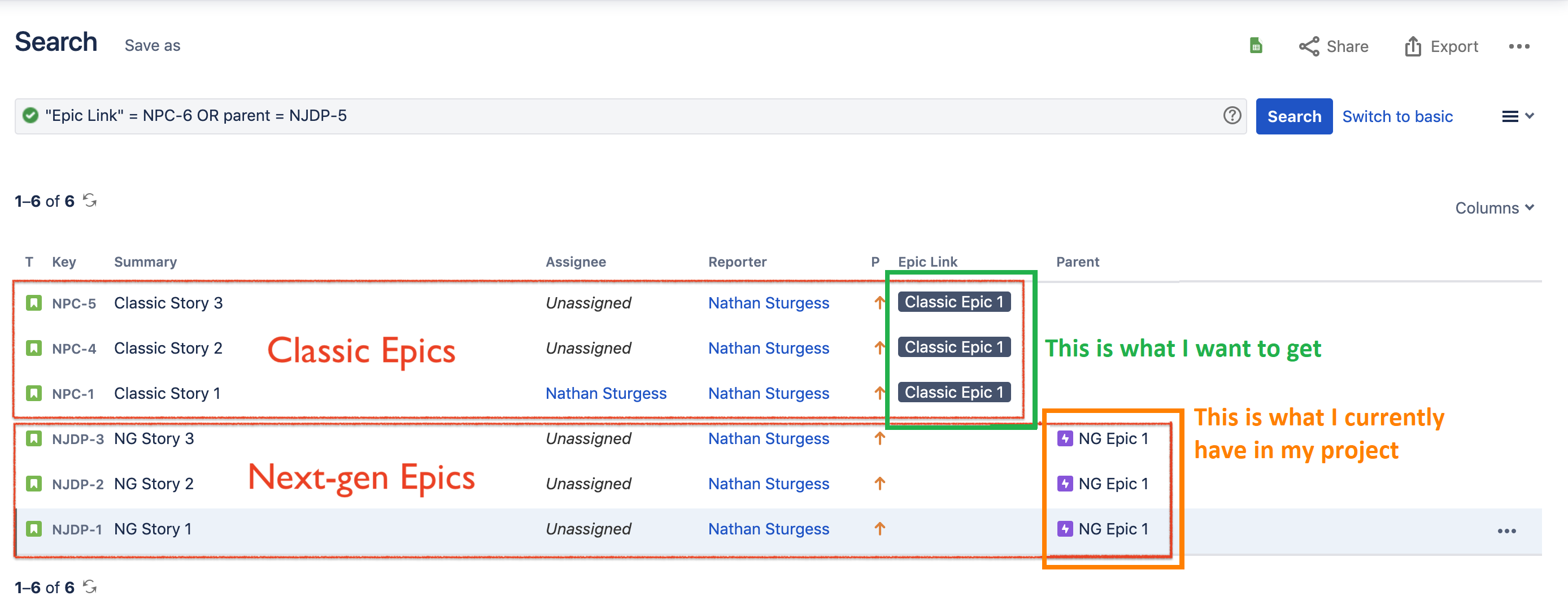 Show epics in Issue Navigator in the way they are ...