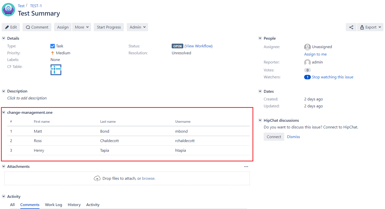 Using editable tables in issue view screen