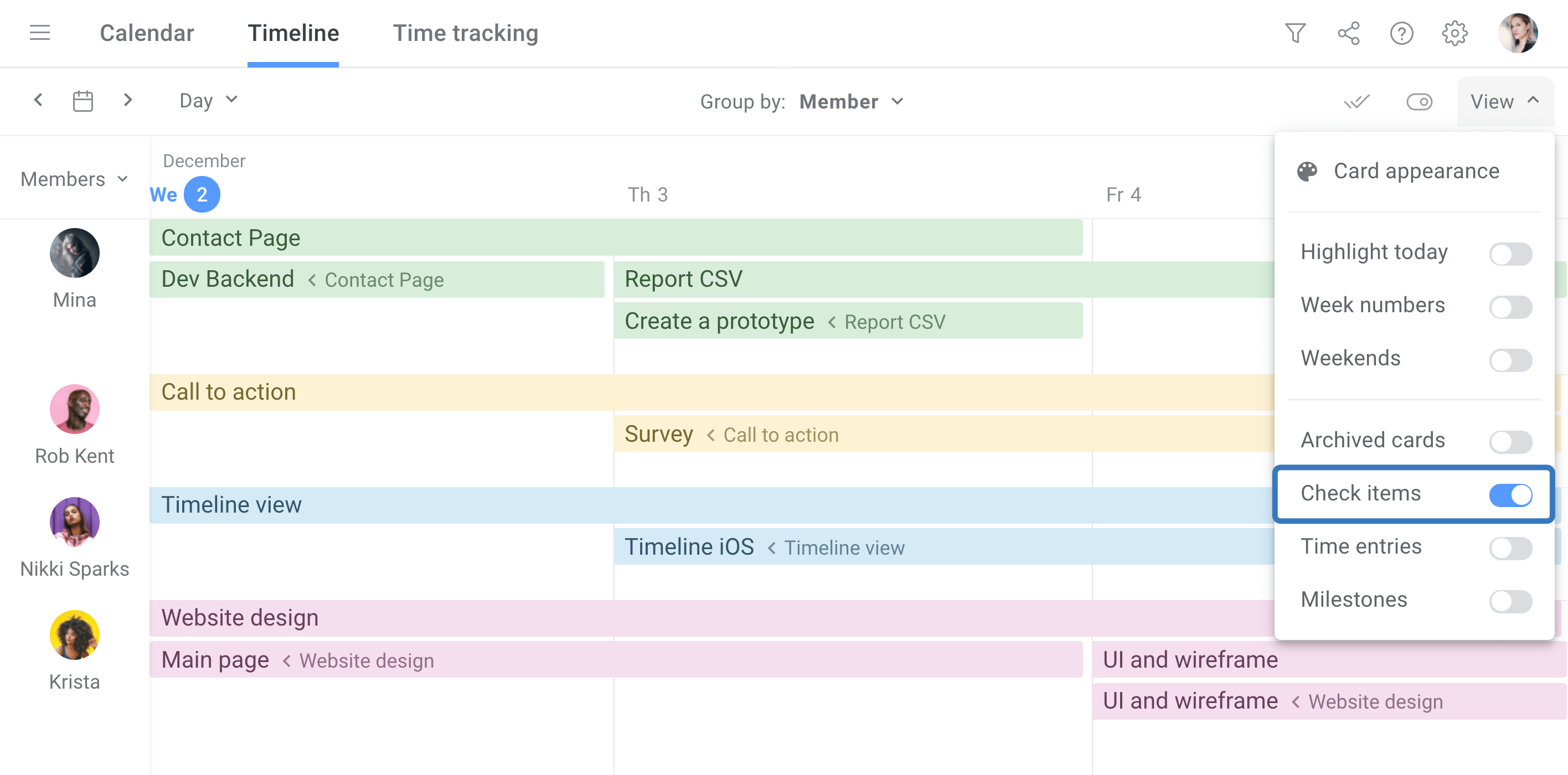 Checklist Due Dates in Timeline View
