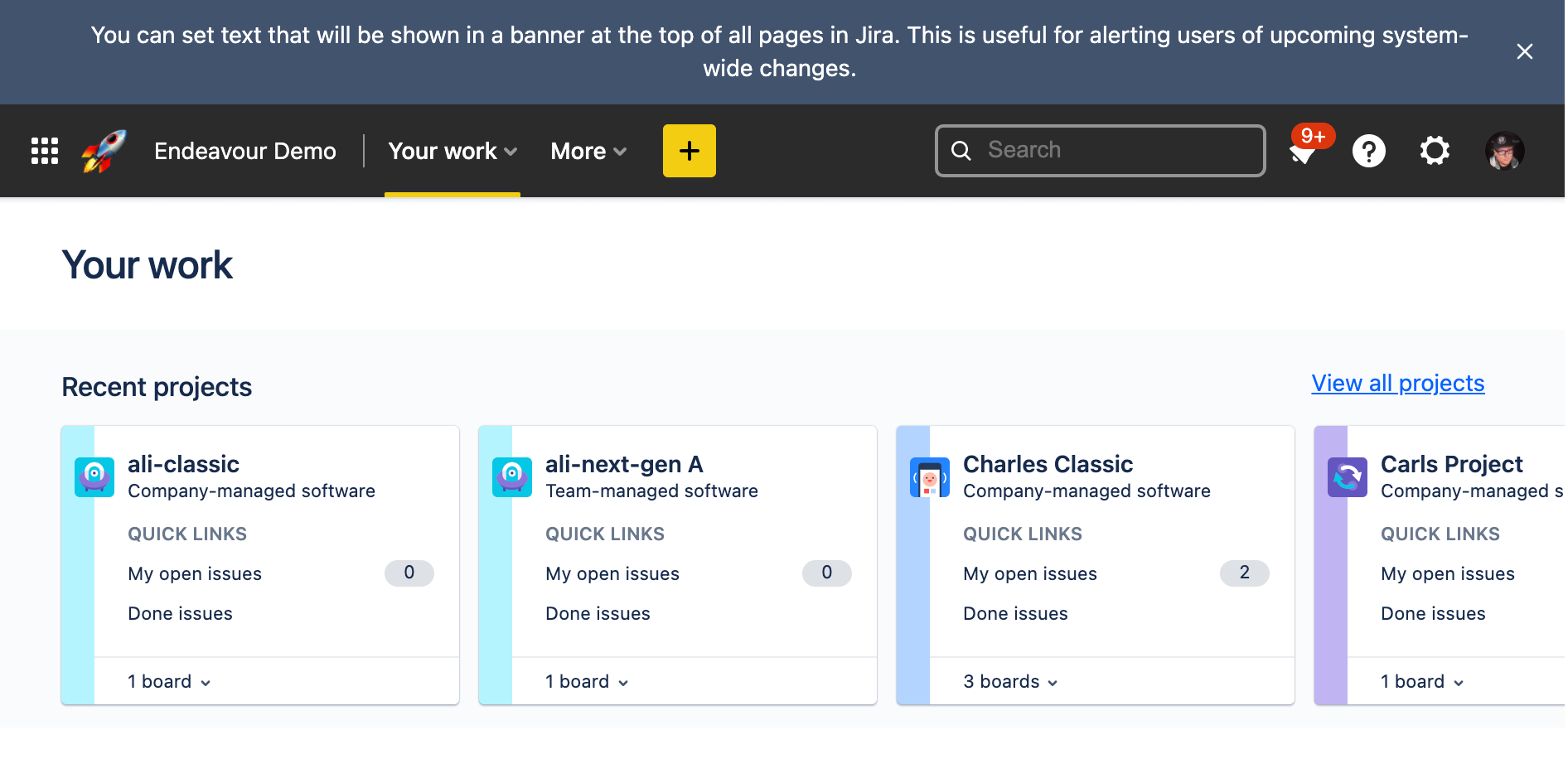 Jira Cloud admin Announcement banner