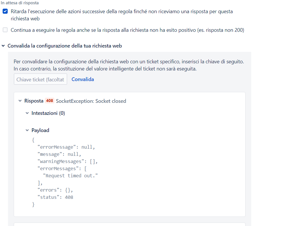Jira Automation - Send web request fails