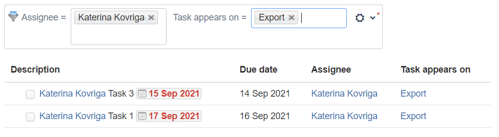Task Report Macro no options for filter criteria