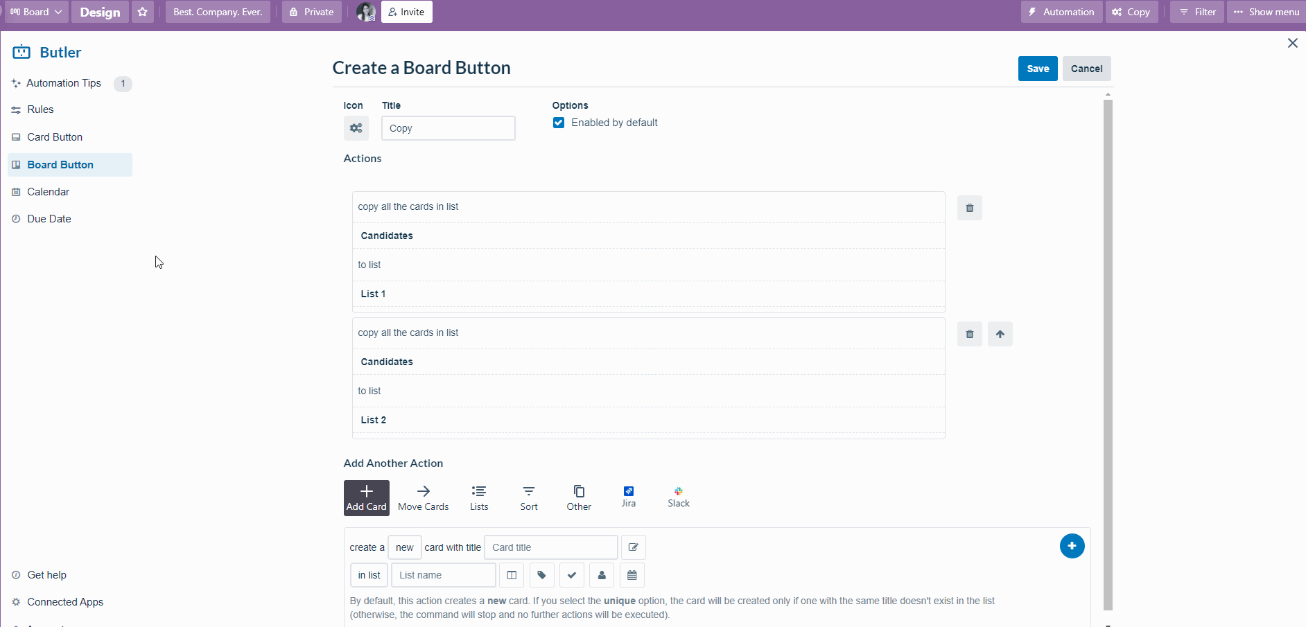 How to create a new duplicate card in each list wi...