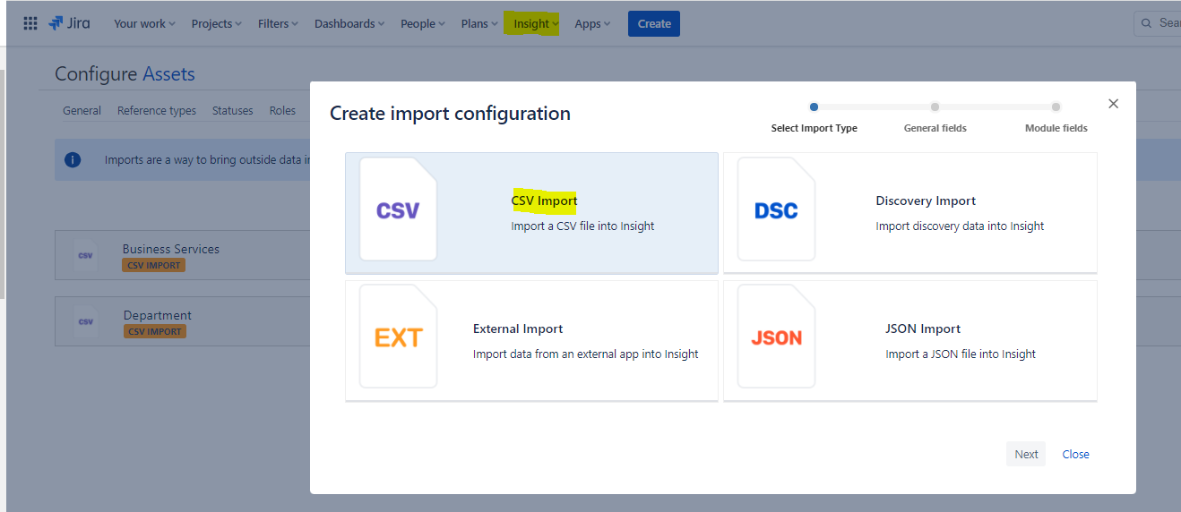 How to bulk import assets to new Jira Insight