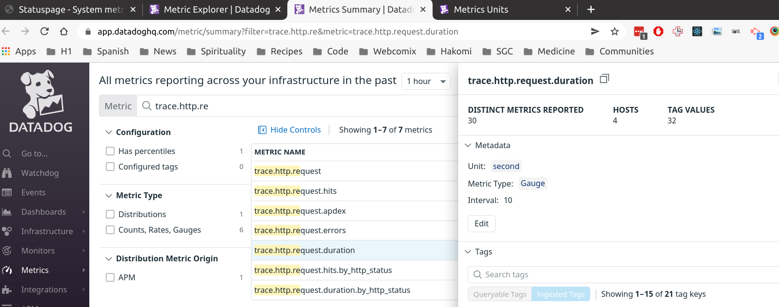 How do I make datadog metrics display in milliseco...