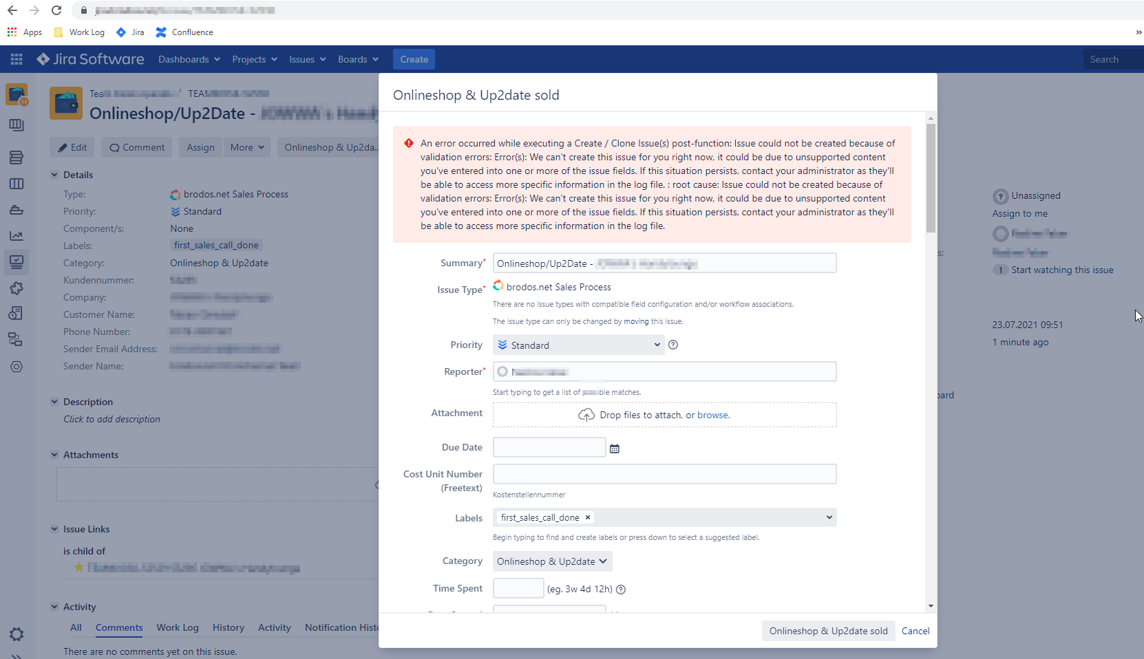 Transition fails if executed by some certain users...