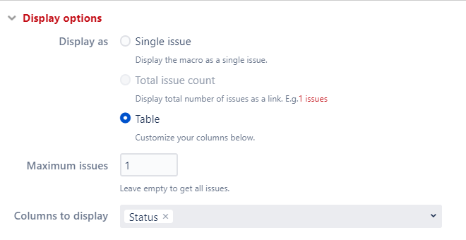 Solved: Display *only* Jira Status on Confluence table