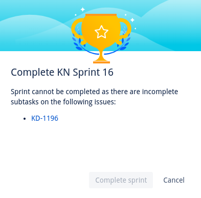 Solved: Sprint cannot be completed as there are incomplete...