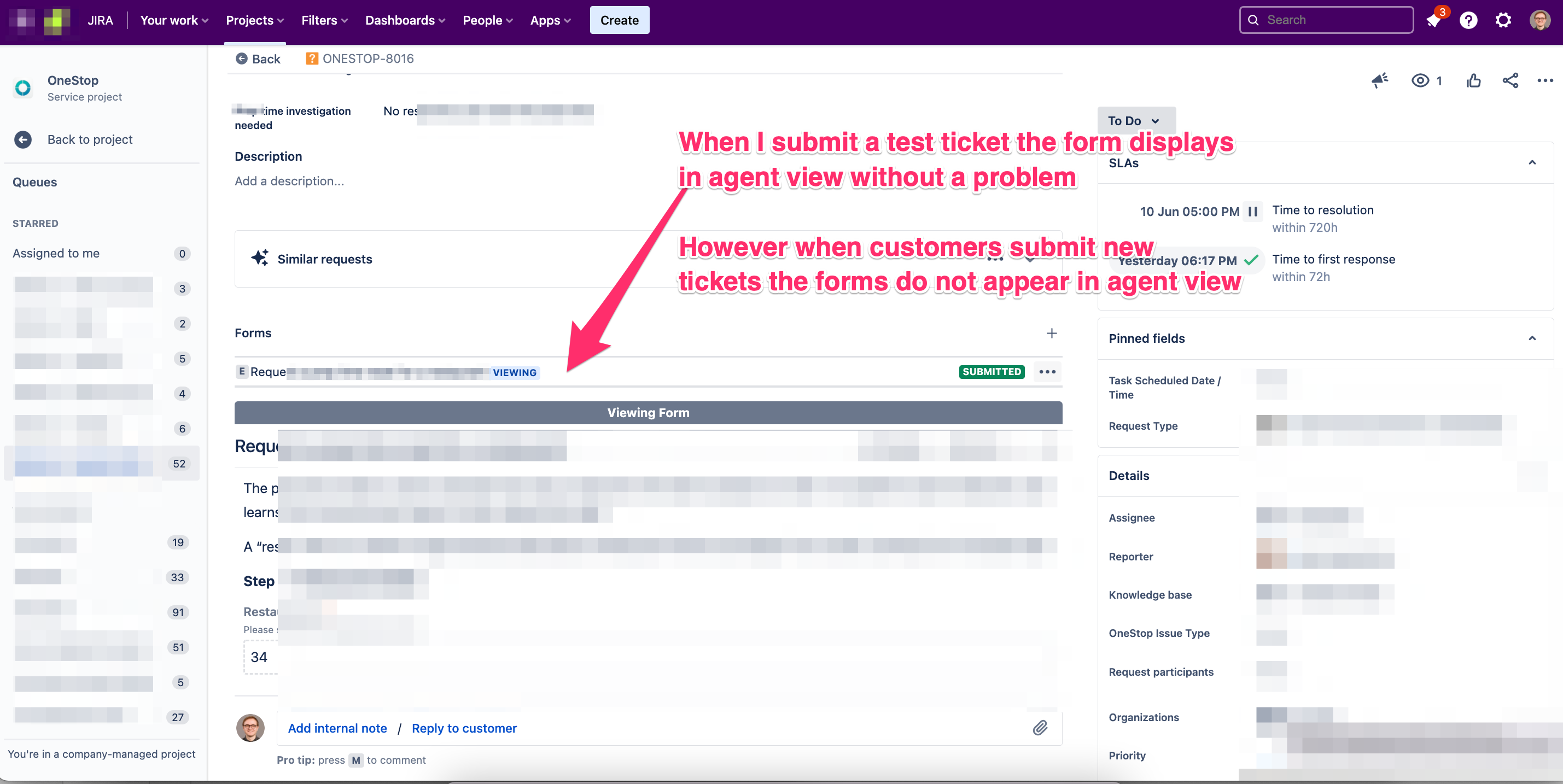 Solved: JSM Forms not appearing in agent view or on portal...
