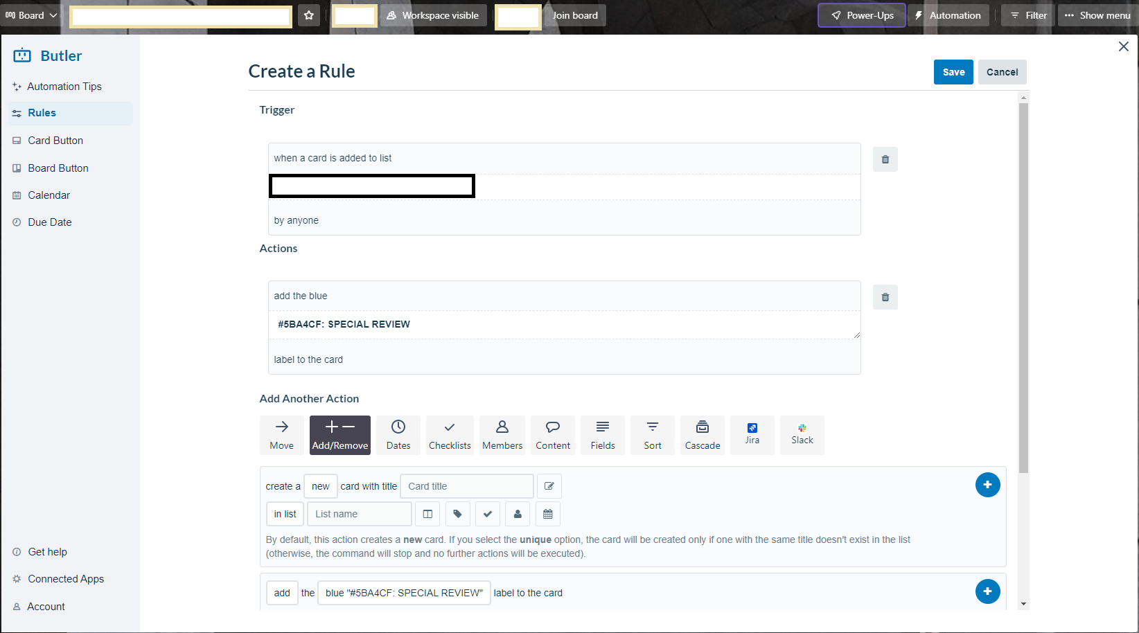 Solved: Trello rule saving error "Error saving: NOT_AUTHOR...