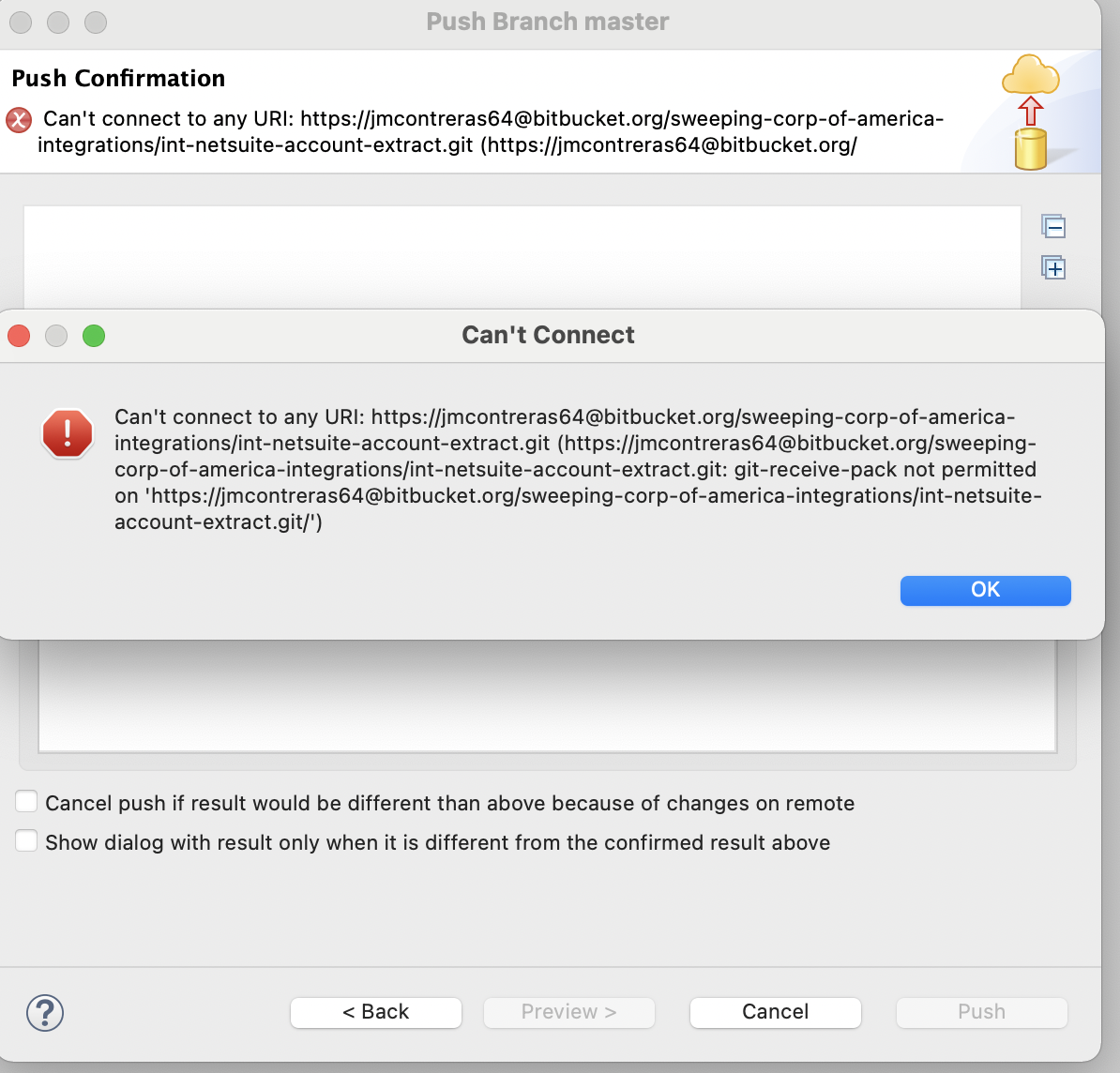 authentication failed while cloning from bitbucket...