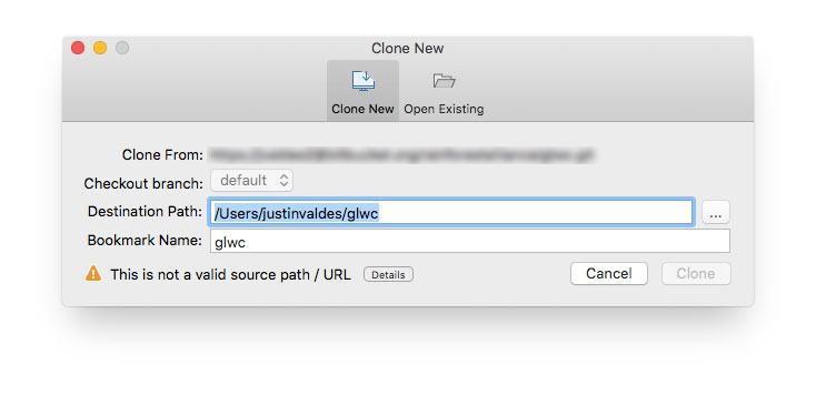I can't clone a repository to source tree