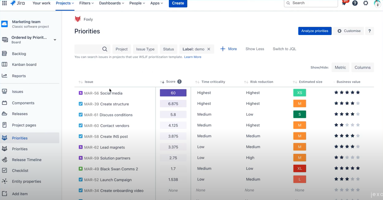 How use WSJF Prioritization in Jira Backlog