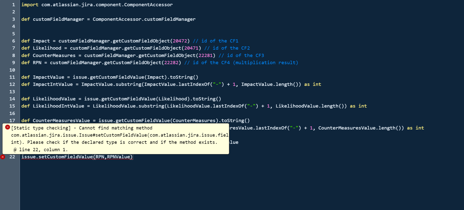 Solved: Set custom field value [Script Runner]