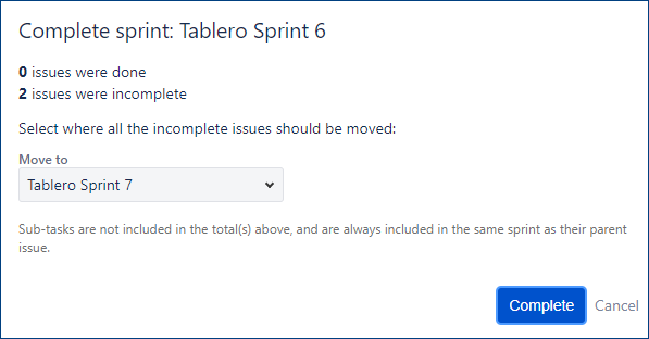 Solved: Sprint cannot be completed as there are incomplete...