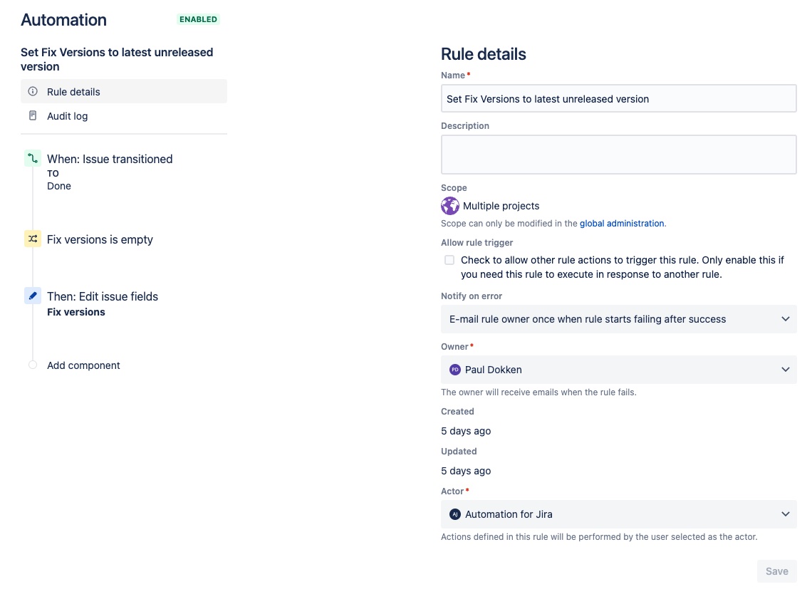 Solved: Set issues fixed versions automatically