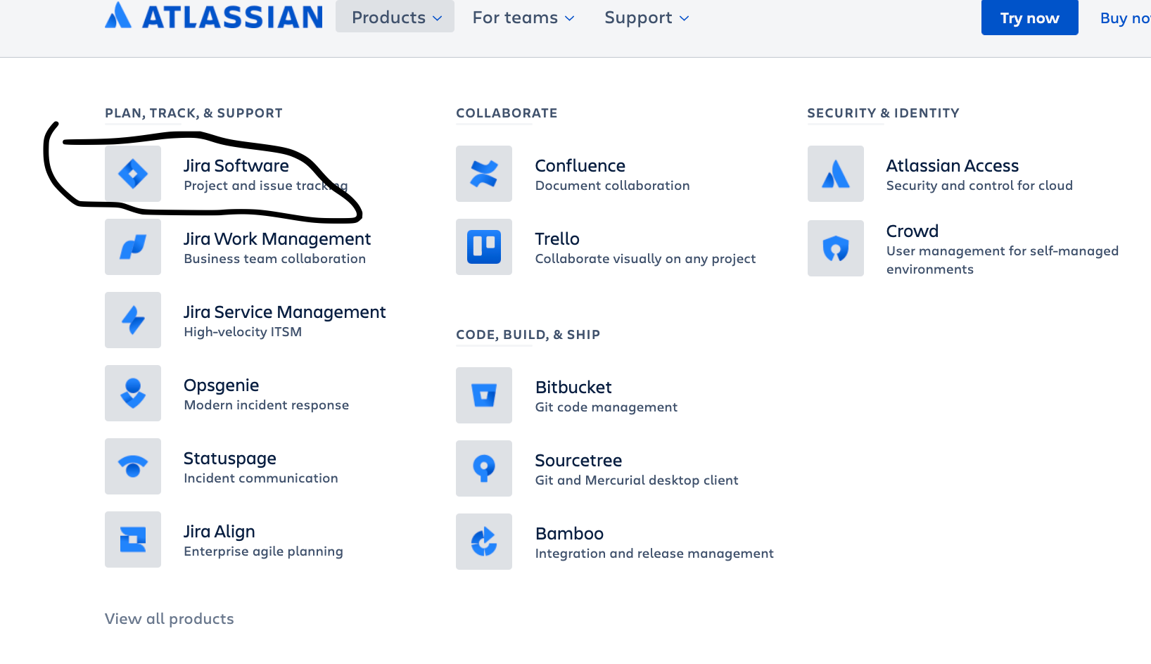 Atlassian Website Menu Not Working