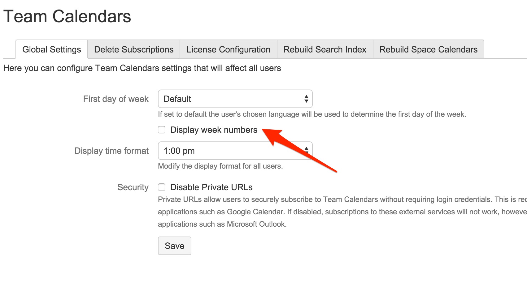 How to add week numbers in the Confluence Calendar...
